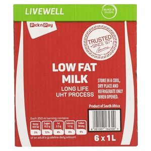 OneCart - Shop PnP Live Well Low Fat Long Life Milk 6 x 1L